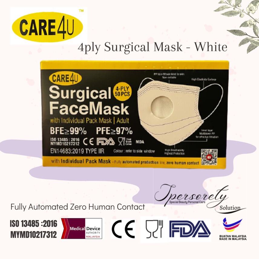 CARE4U Surgical Face Mask KF99+ | 4 PLY | Lazada