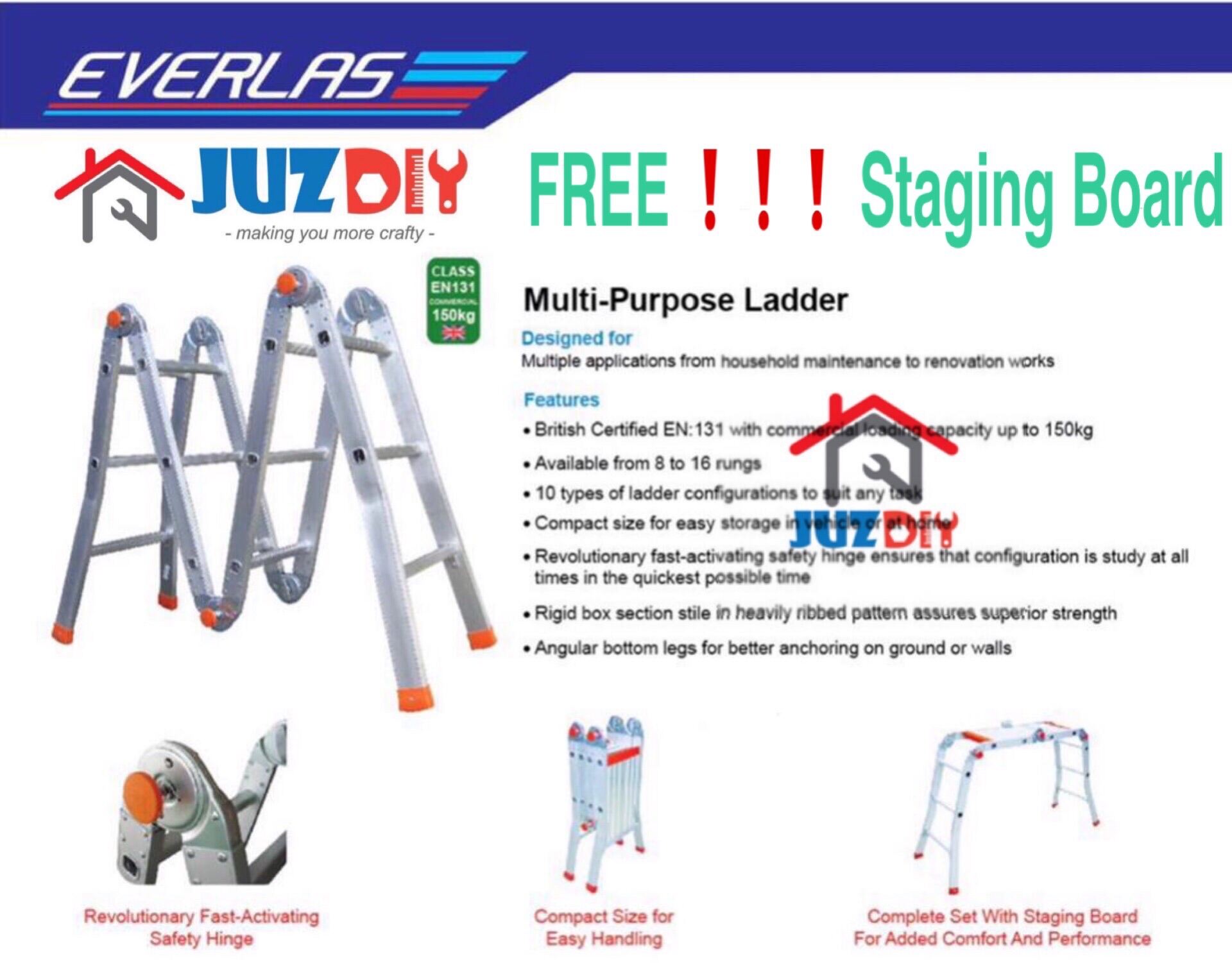 EVERLAS Sirim Approved Heavy Duty 12 Steps Aluminium Multi Purpose ...