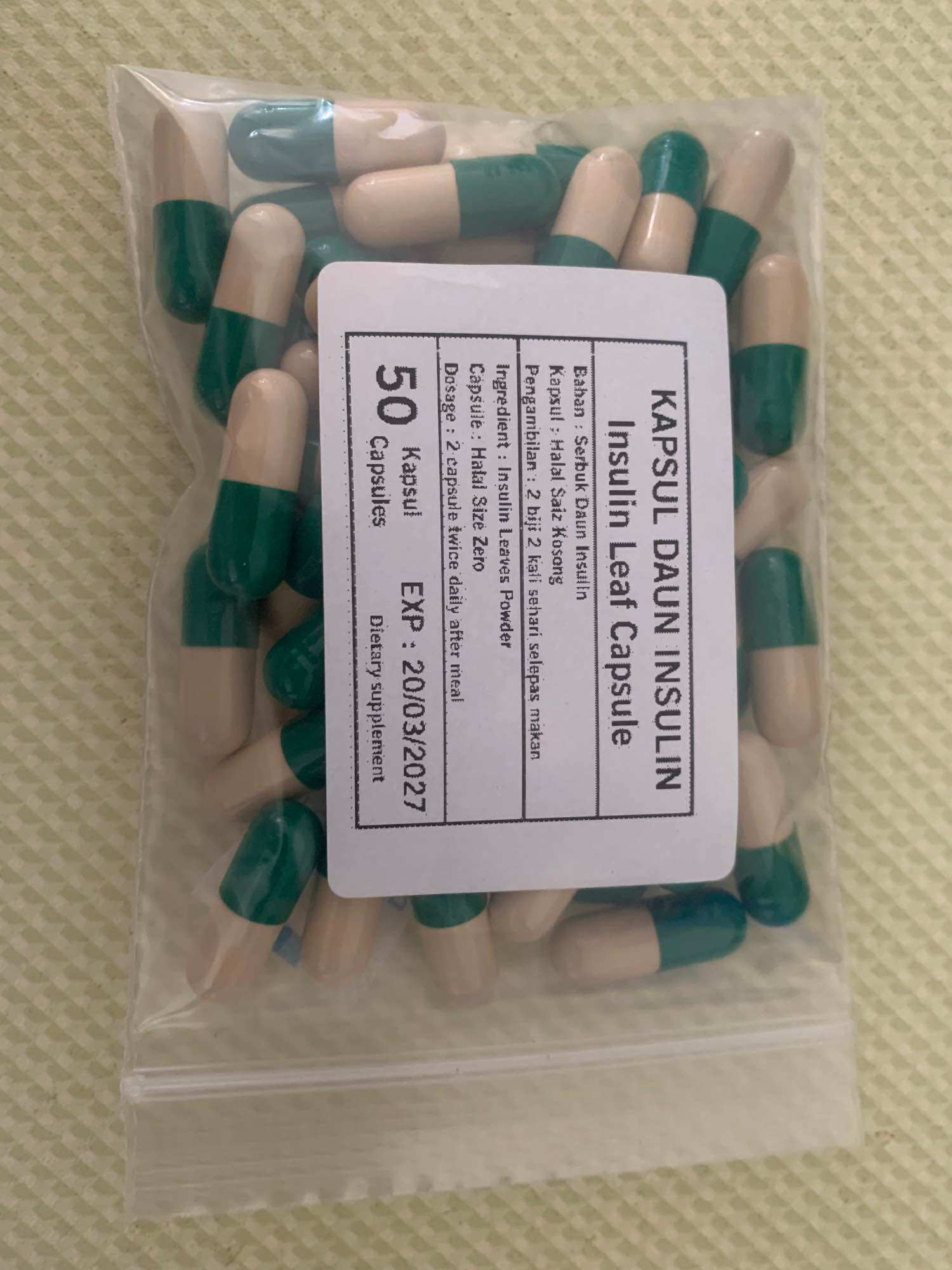 Kapsul Daun Insulin (50 Kapsul) / Insulin Leaf Capsule (50 Capsules ...