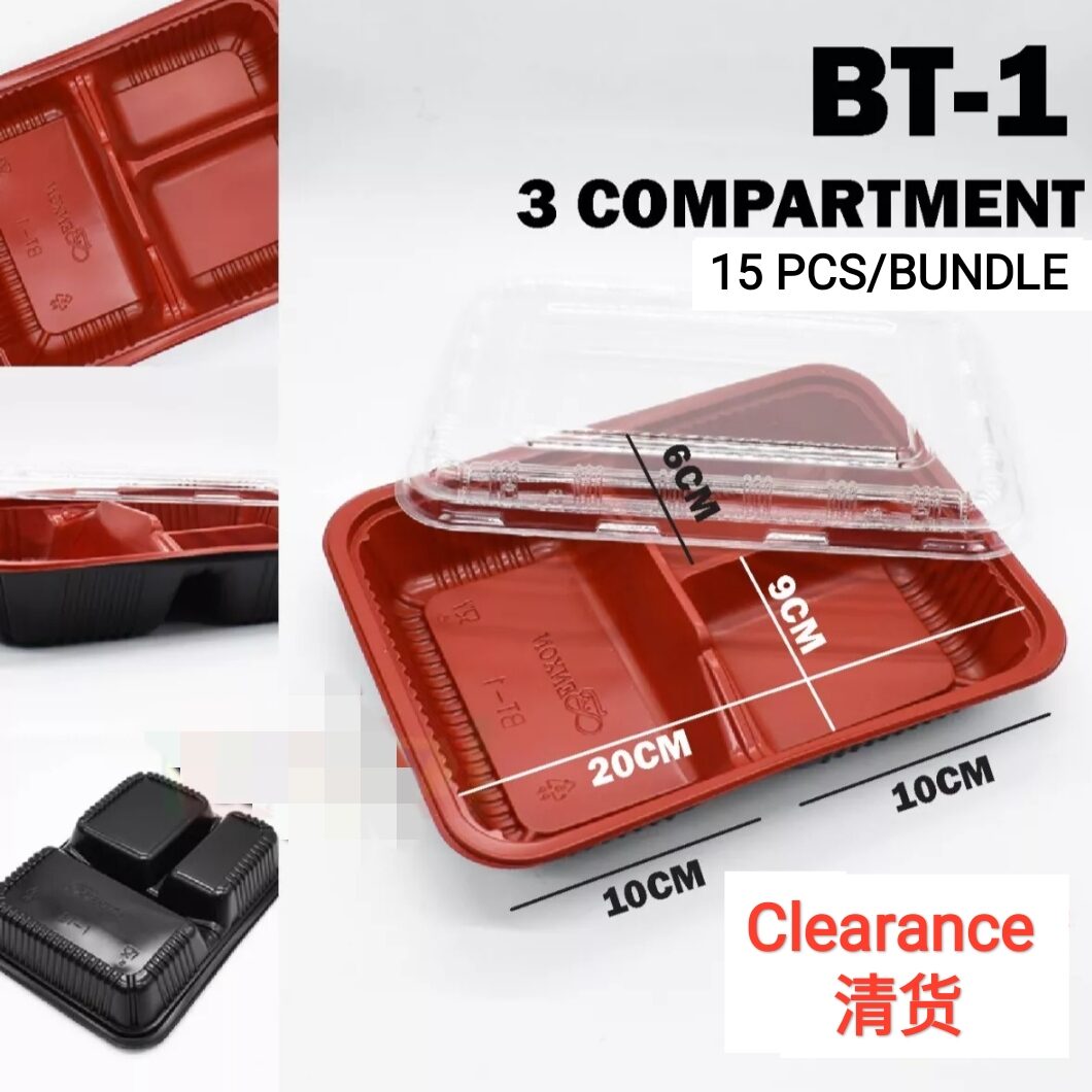 [Clear Stock-Bundle of 15pcs]Disposable 3 Compartment Lunch Bento Box ...