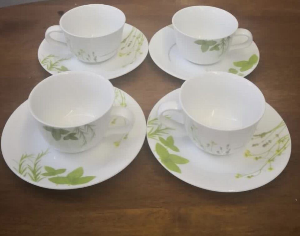 Corelle European Herbs Set Cawan & Piring x 4 | Lazada
