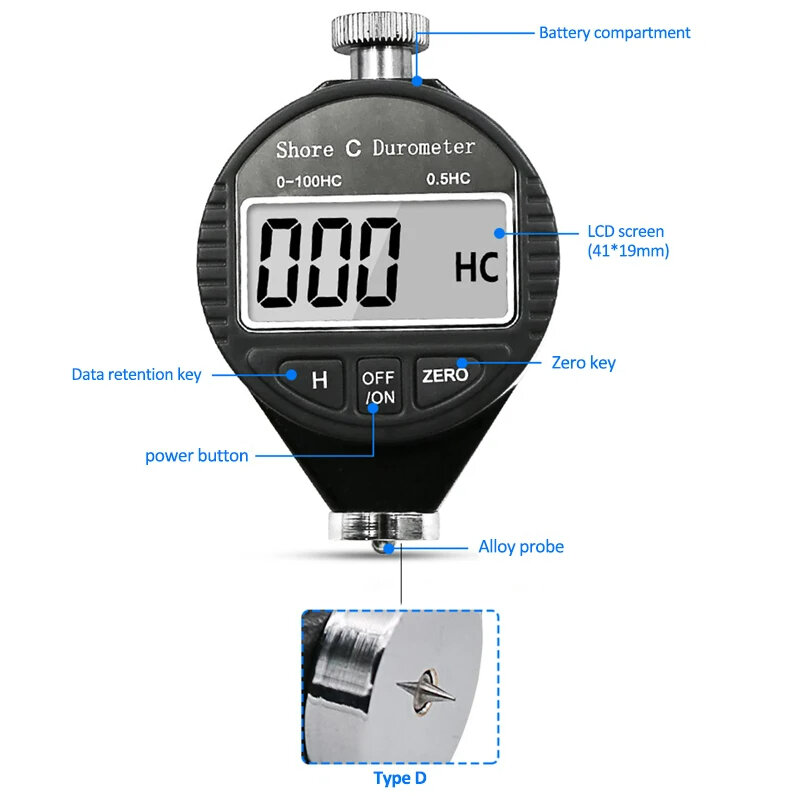 Digital Shore Hardness Durometer Digital Hardness Tester Hardness Meter ...