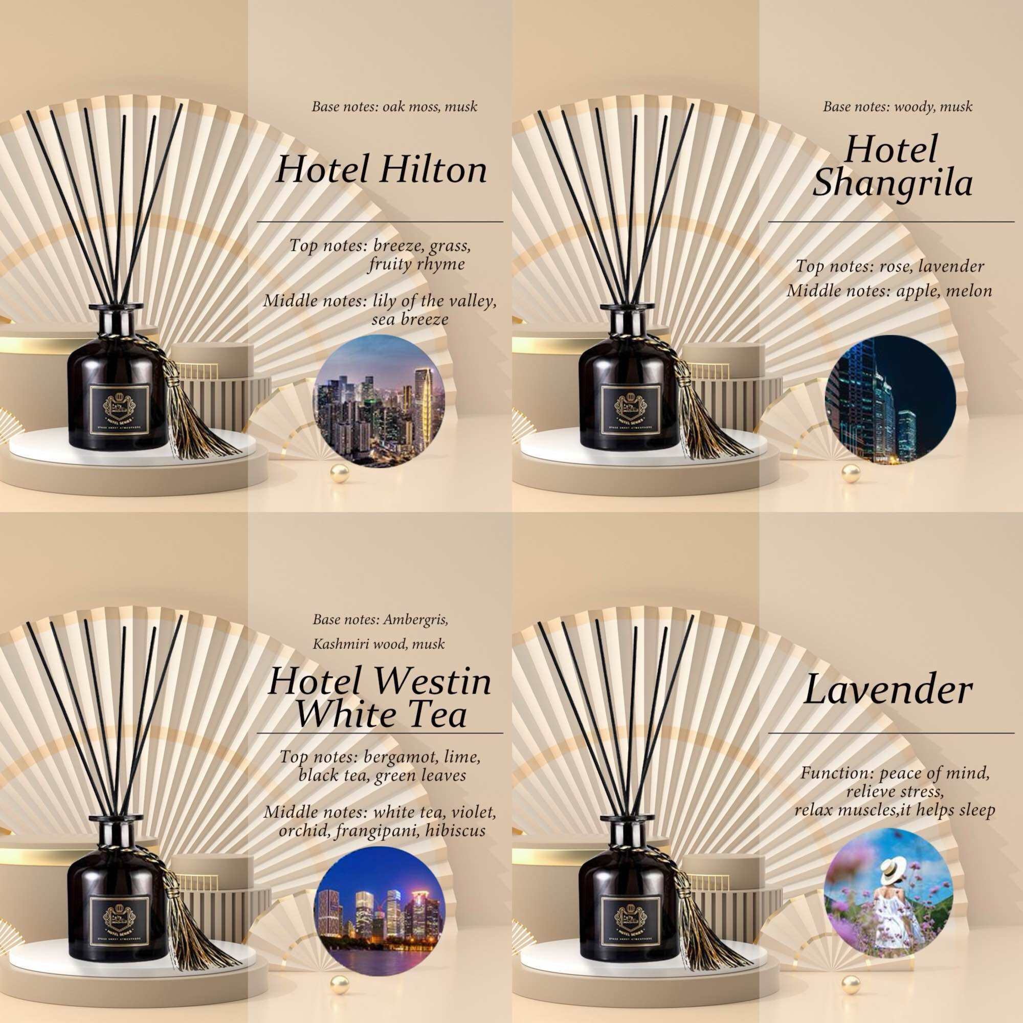 50ml Hotel Series Premium Essential Oil Reed Diffuser Room Fragrance ...