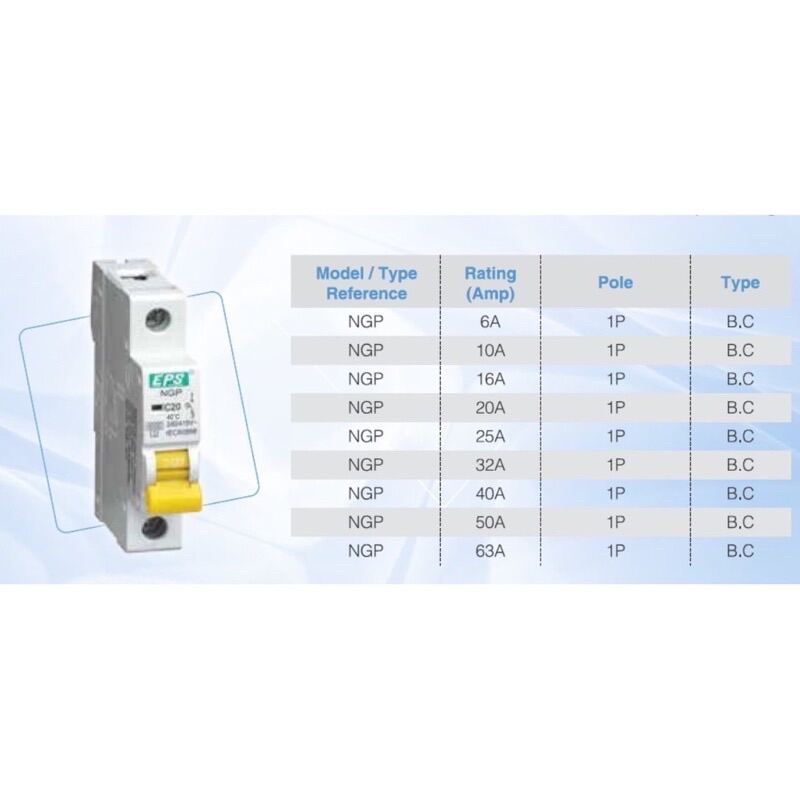 🔥READY STOCK🔥EPS 1P 2P 3P MCB 6A 10A 16A 20A 32A 40A 63A [SIRIM ...