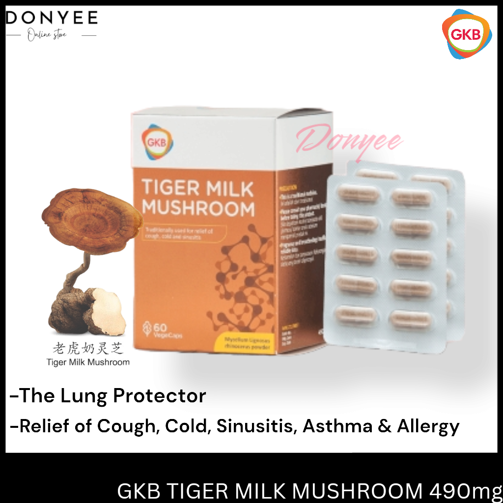 GKB Tiger Milk Mushroom 490mg 60s | Lazada