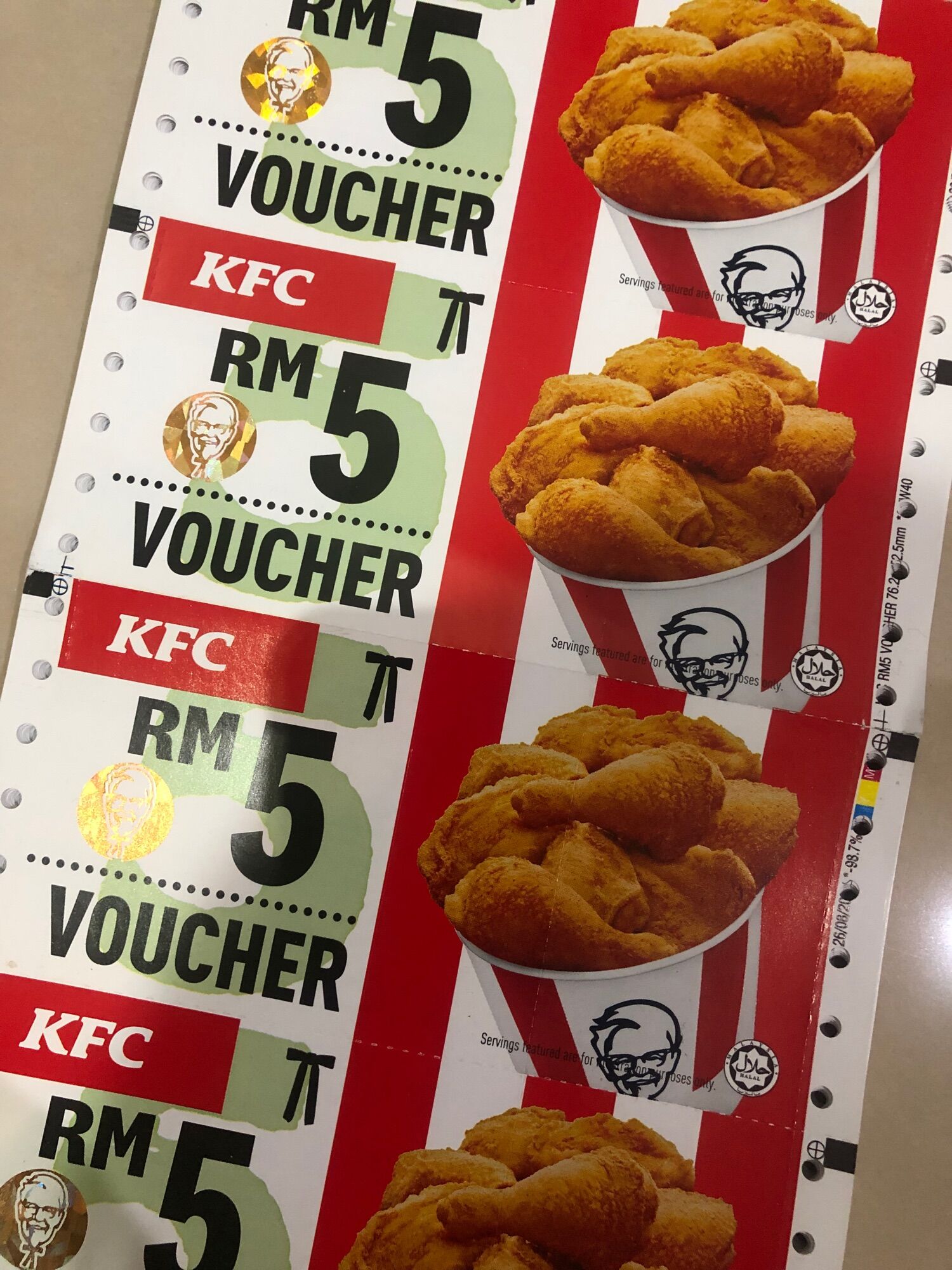 KFC voucher(cash voucher) 20 *RM5 - NOV 2023 exp | Lazada