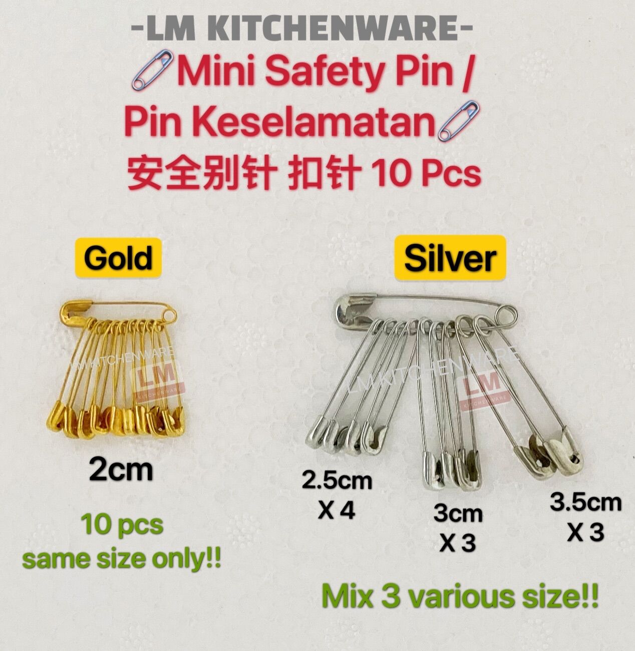 🧷golden Safety Pin Mini Silver Pin Keselamatan Hijab Pin Small