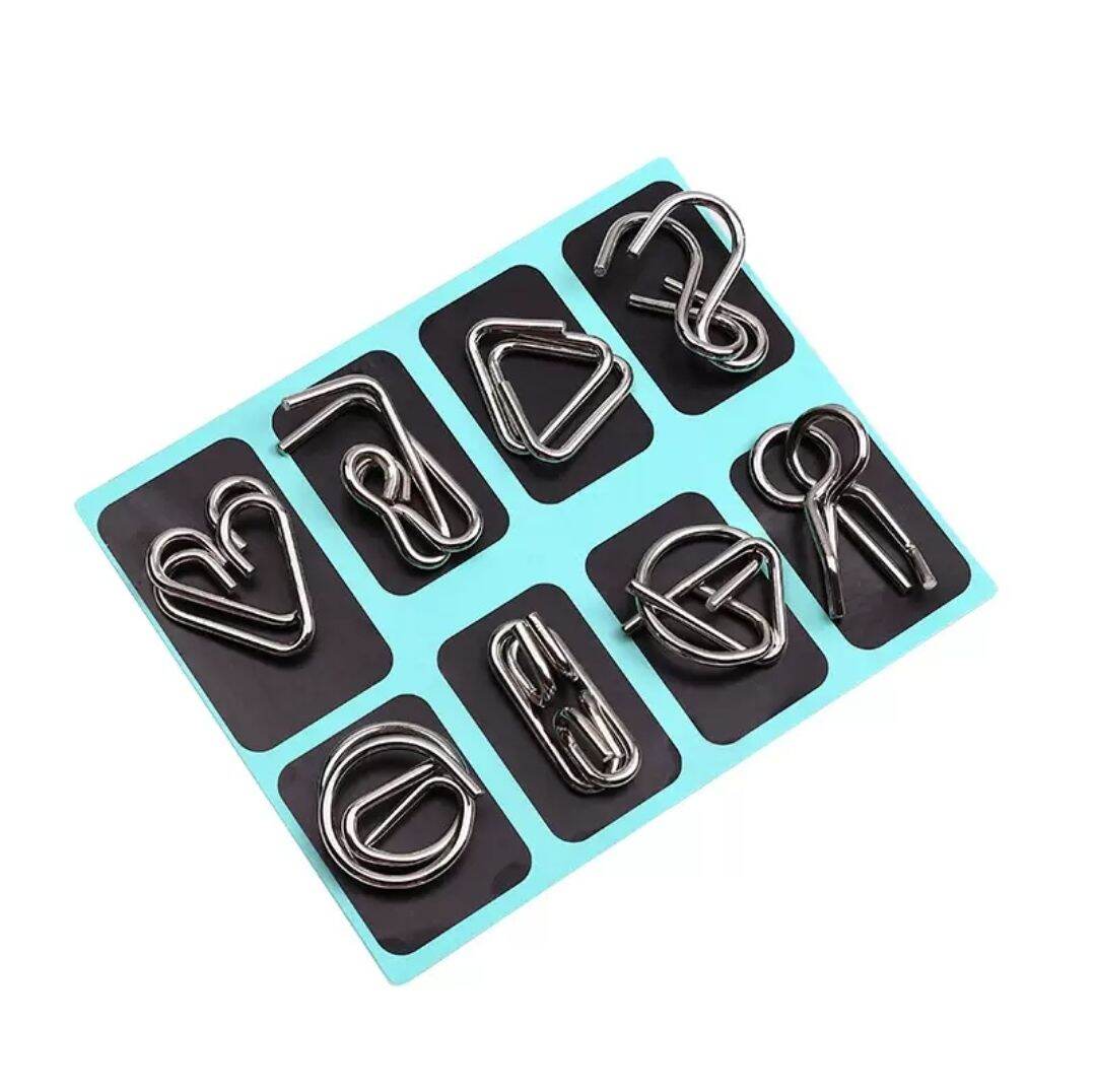 READY STOCK-8PCS Metal Wire Puzzle IQ Brain Teaser Puzzle Games, Metal ...