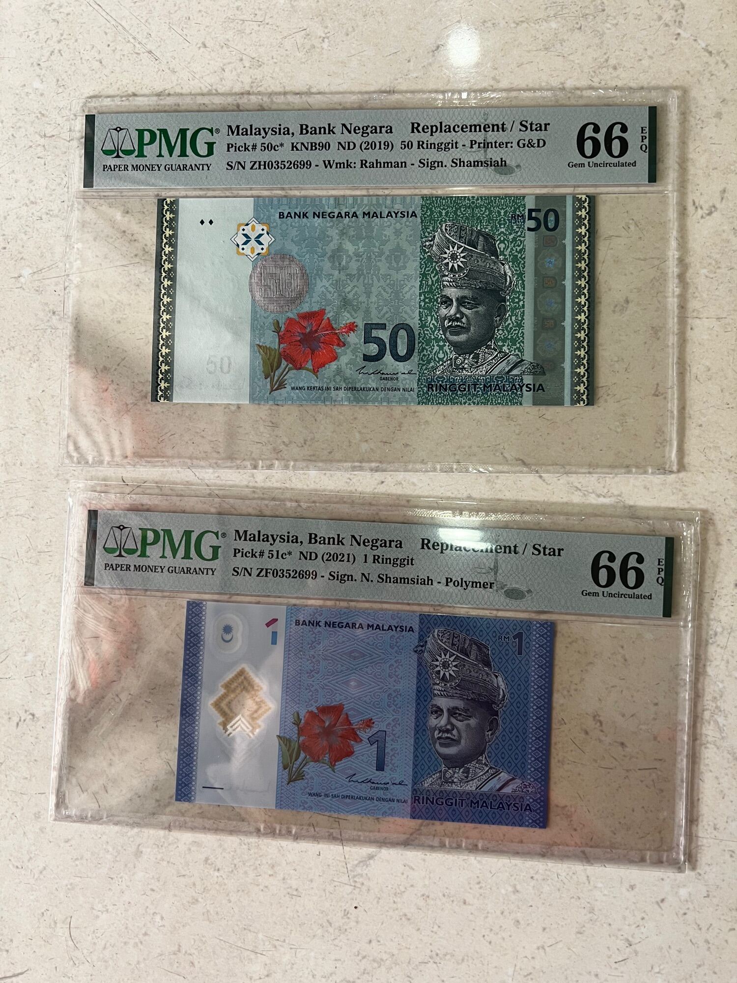 Solid Collection - Malaysia 🇲🇾 RM1 & RM50 Replacement Note ZF & ZH ...