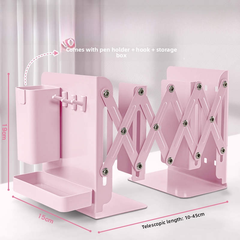 Metal Expandable Bookends Desktop Organizer Foldable Book Rack Desk ...