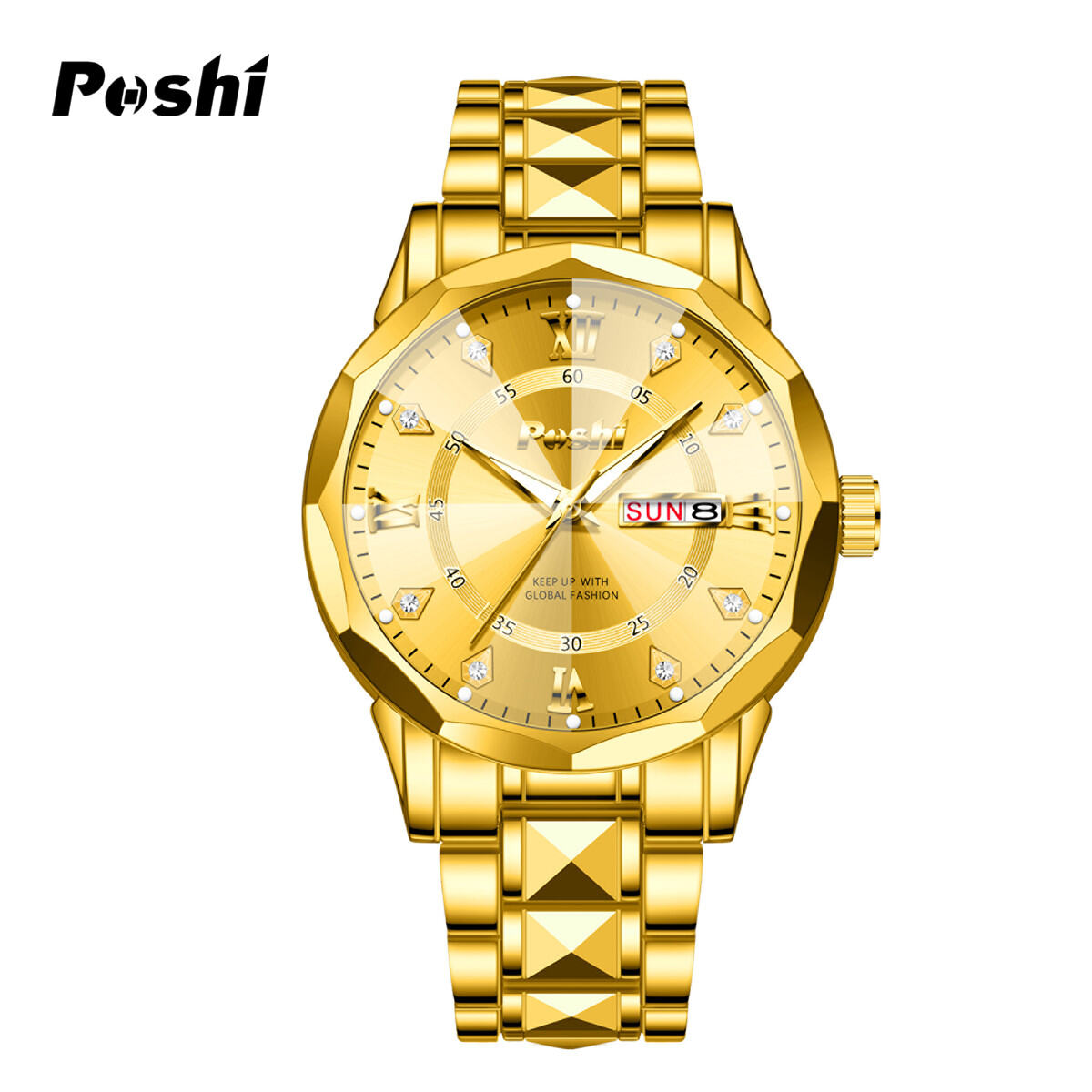 POSHI Men's Watch Date Week Fashion Watch Men Original Waterproof Non ...