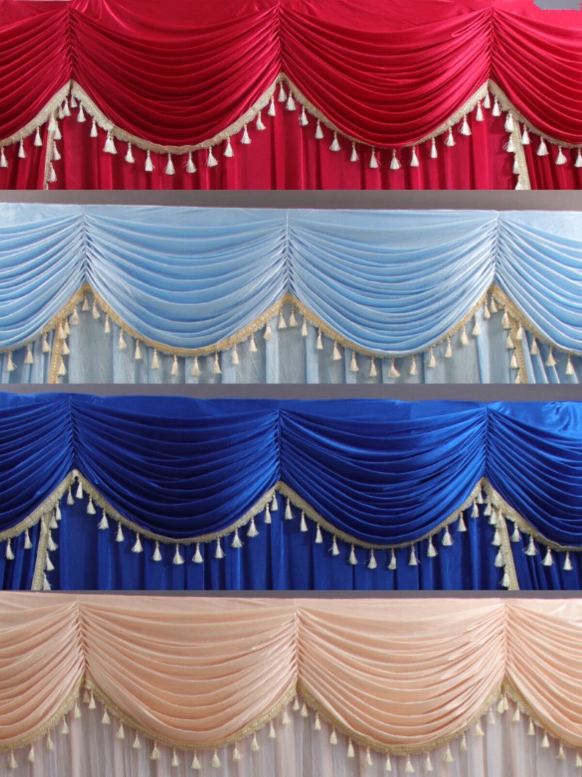 Wedding Celebration Red Wave Curtain Head Stage Hotel Decorative Stair ...