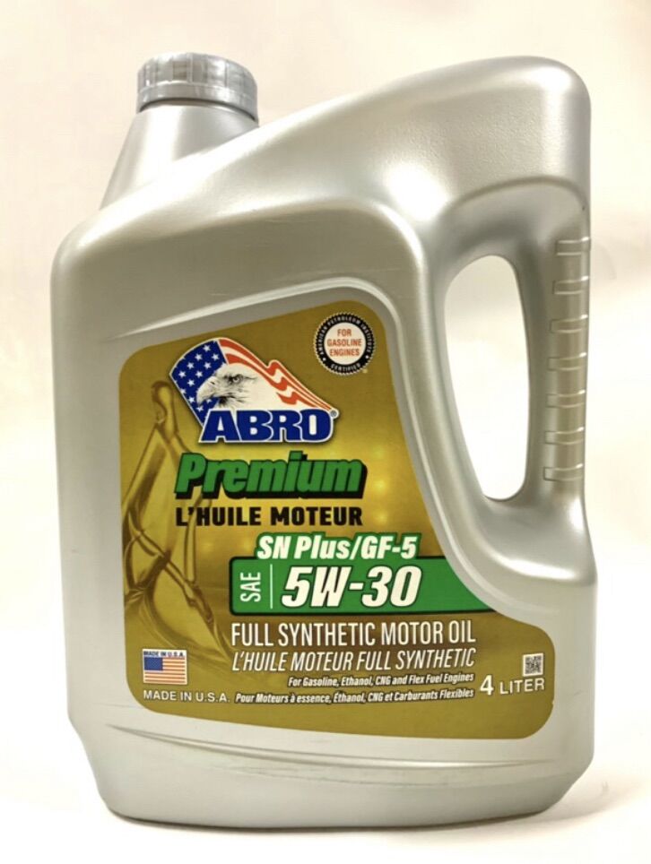 Abro Premium Full Synthetic Oil 5W-30 SN PLUS-GF-5 4Litre - MADE IN USA ...