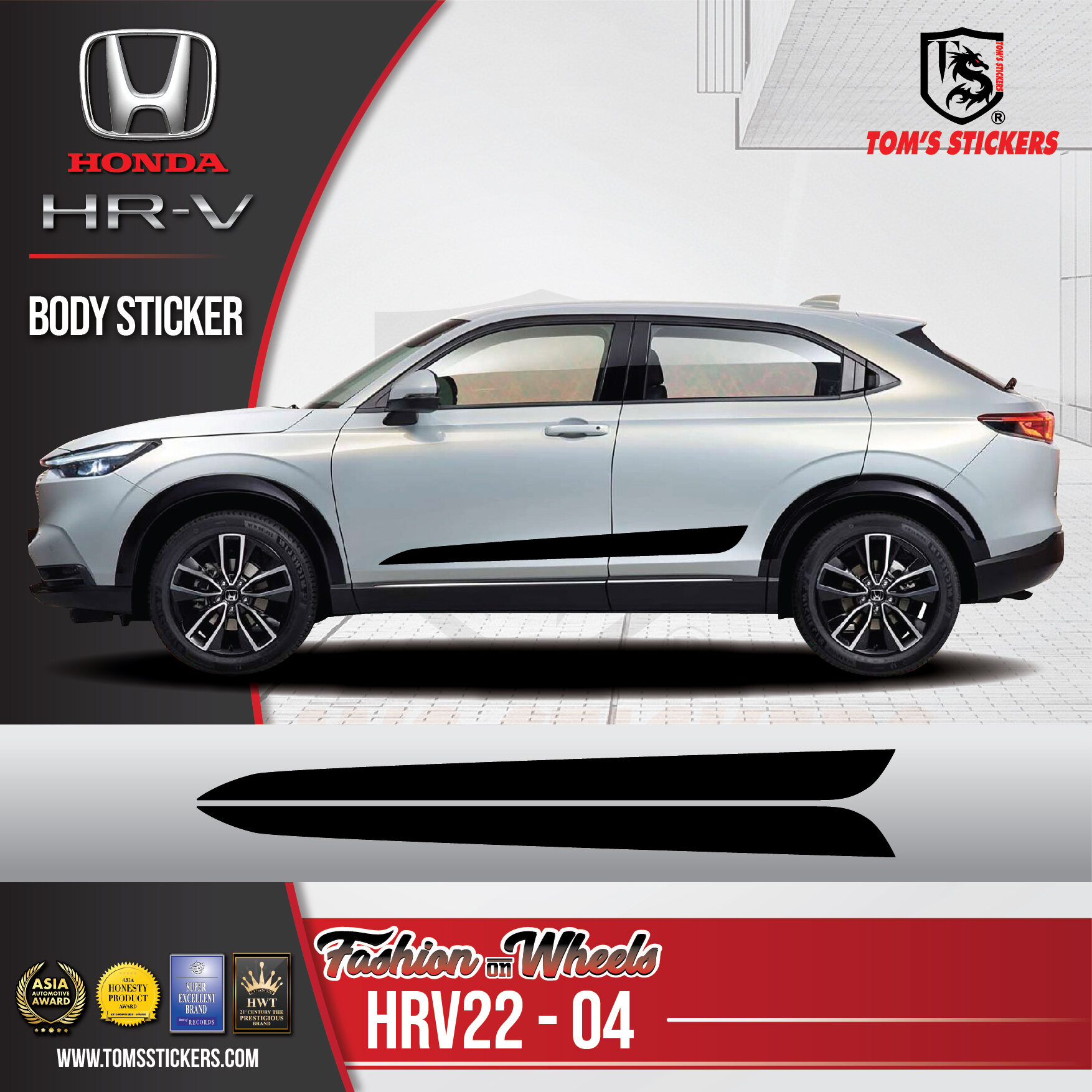 👍 HONDA HRV 2022 CAR BODY STICKER SET HRV22 - 04 | Lazada