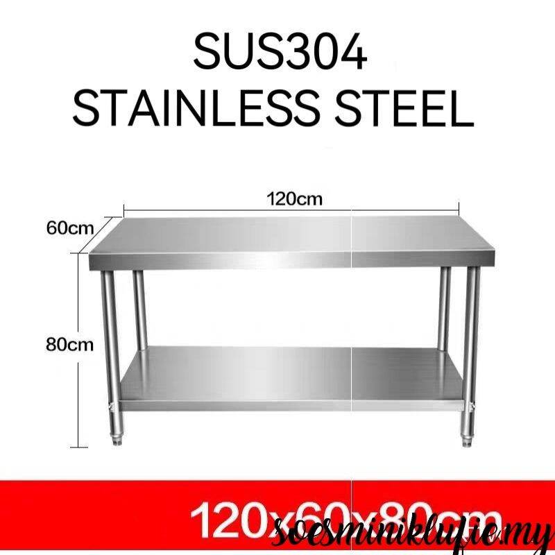 SUS 304 2 Tier Stainless Steel Kitchen Working Table Storage Rack Heavy ...
