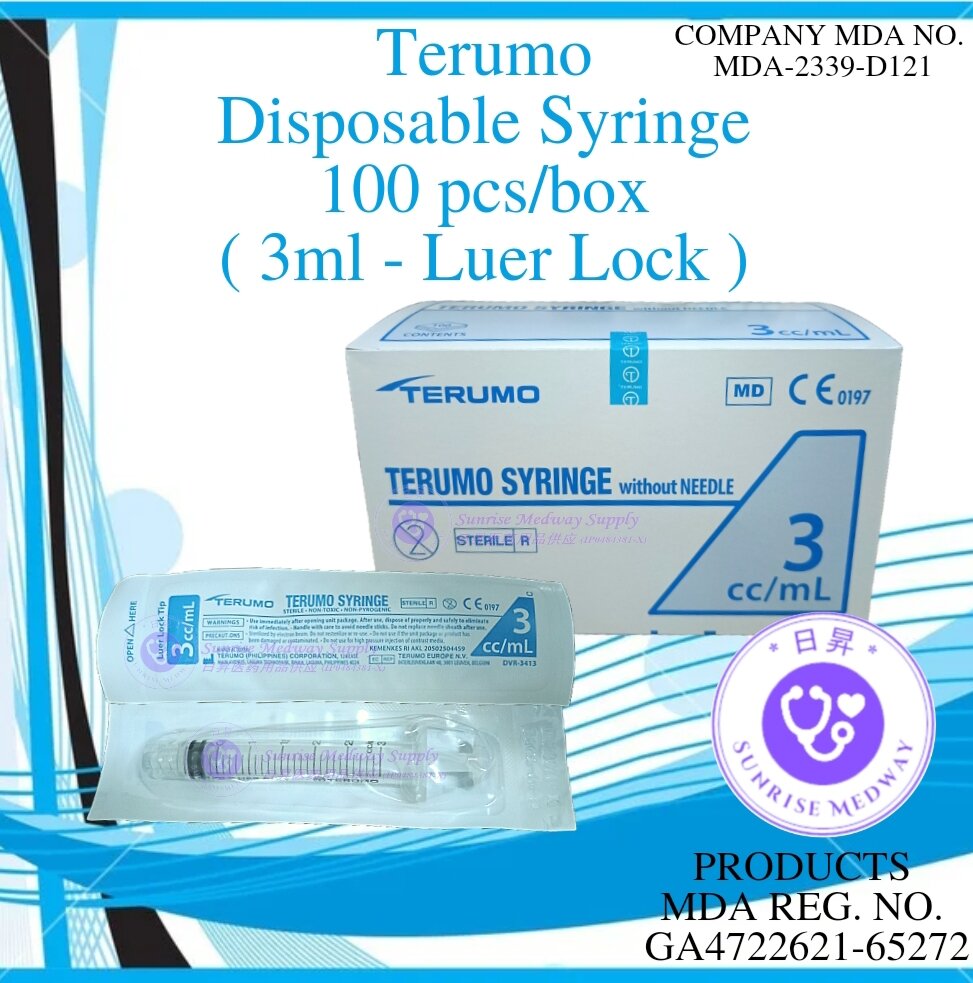 Terumo Disposable Syringe (3ml - Luer Lock), 100 pcs/box | Lazada
