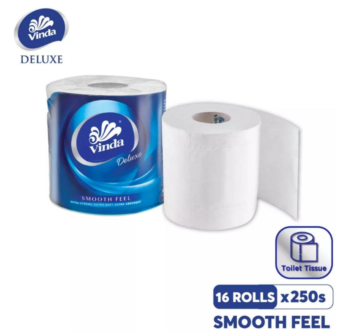 Vinda Deluxe Smooth Feel Soft Toilet Paper Roll 3ply (1pack 8 rolls ...