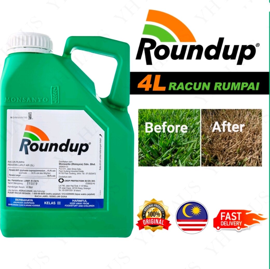 Racun rumput Roundup Monsanto 4 Liter Glyphosate 41% Herbicide Racun ...