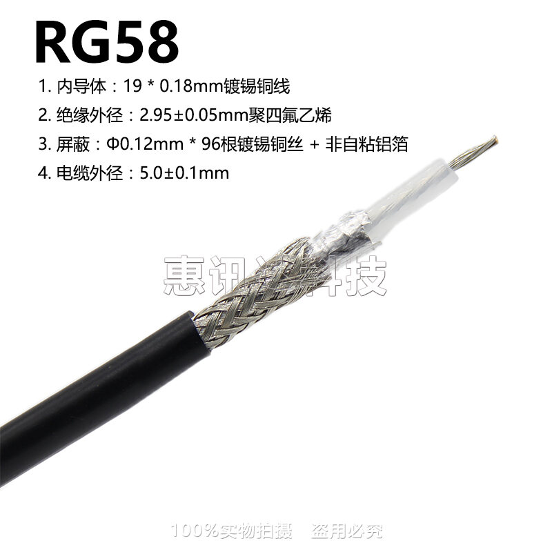 Rg58 Shielded Cable High Frequency SYV-50-3 Coaxial Cable RF Cable Pure Copper 50-3 Feeder ...
