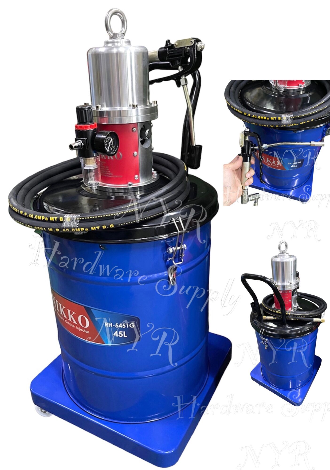 NIKKO 45L HIGH PRESSURE AIR GREASE PUMP INJECTOR RH5451-G / Air Grease ...