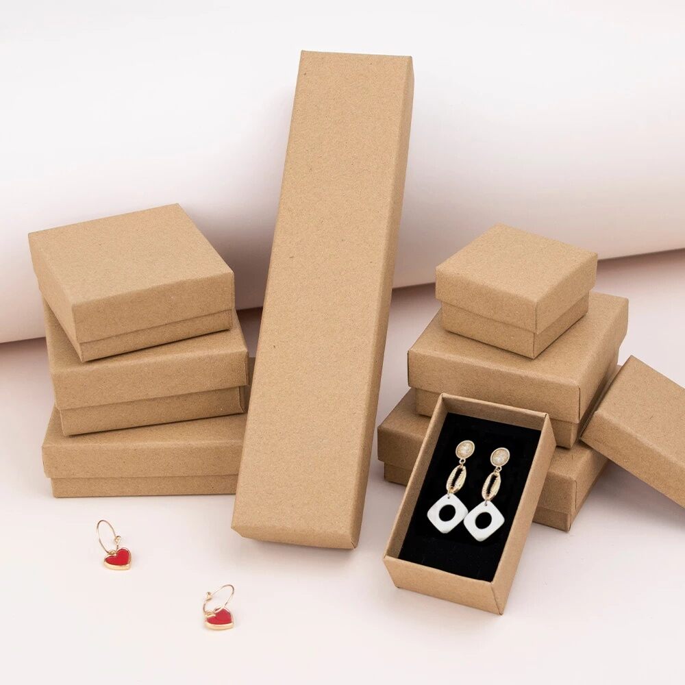 Kraft Paper Jewelry Display Box Earrings Necklace Ring Jewelry ...