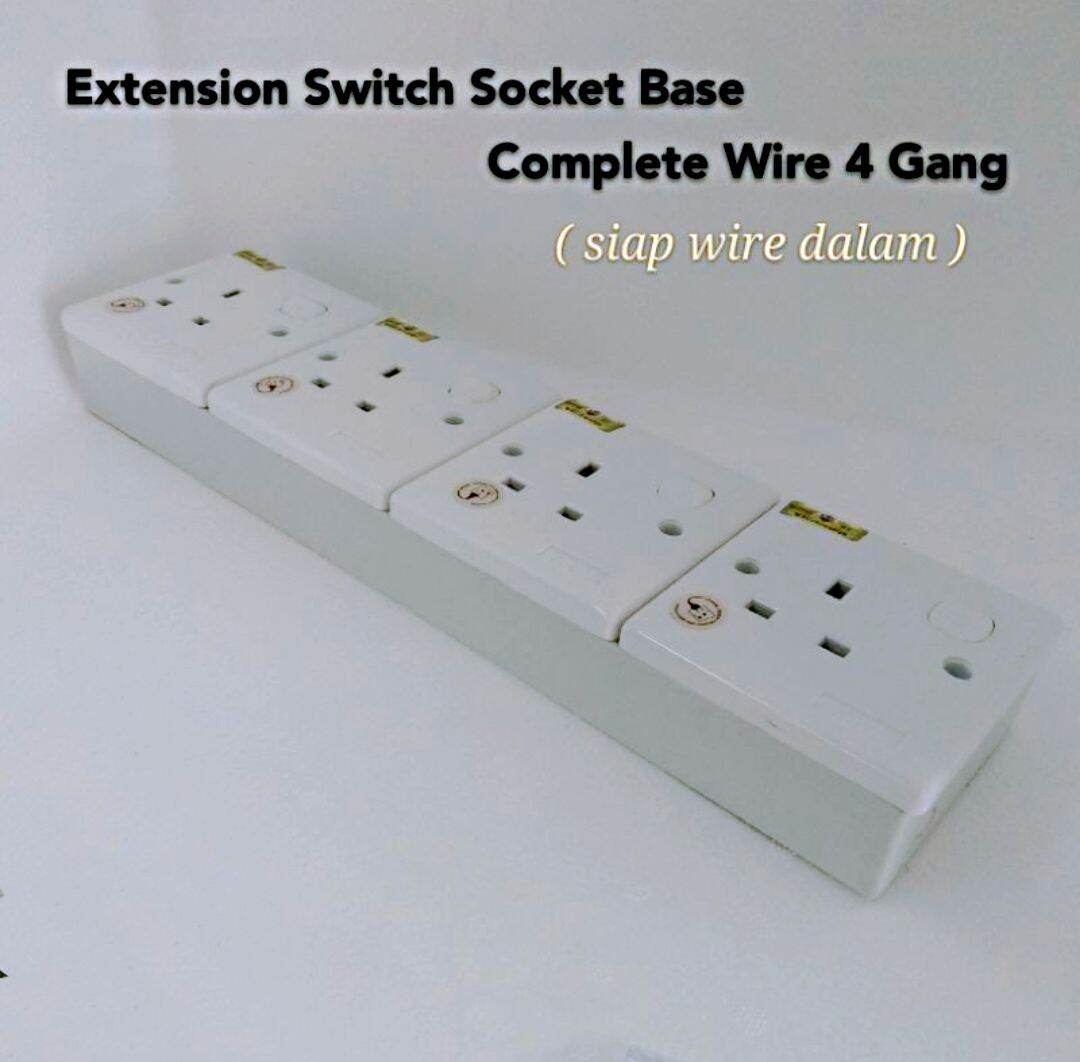 Extension Trailing Socket 4 Gang Complete With Wire (siap wire dalam ...