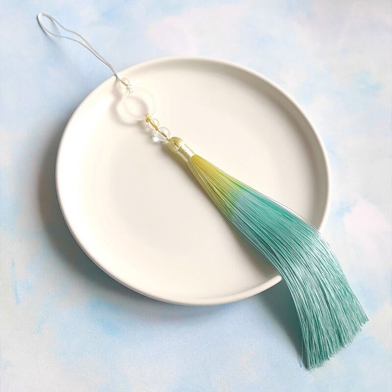 Jiupu Lan Original Green Colored Glaze Gradient Tassel Fringe Chinese ...