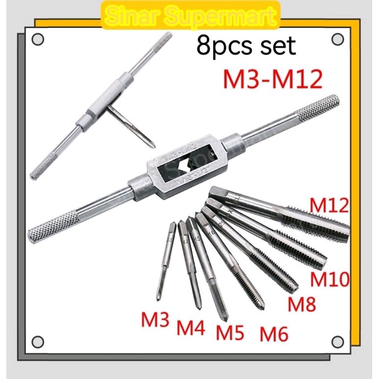 8pcs Tapping Broken Screw Removal Manual Screw Thread Metric Plug Tap ...