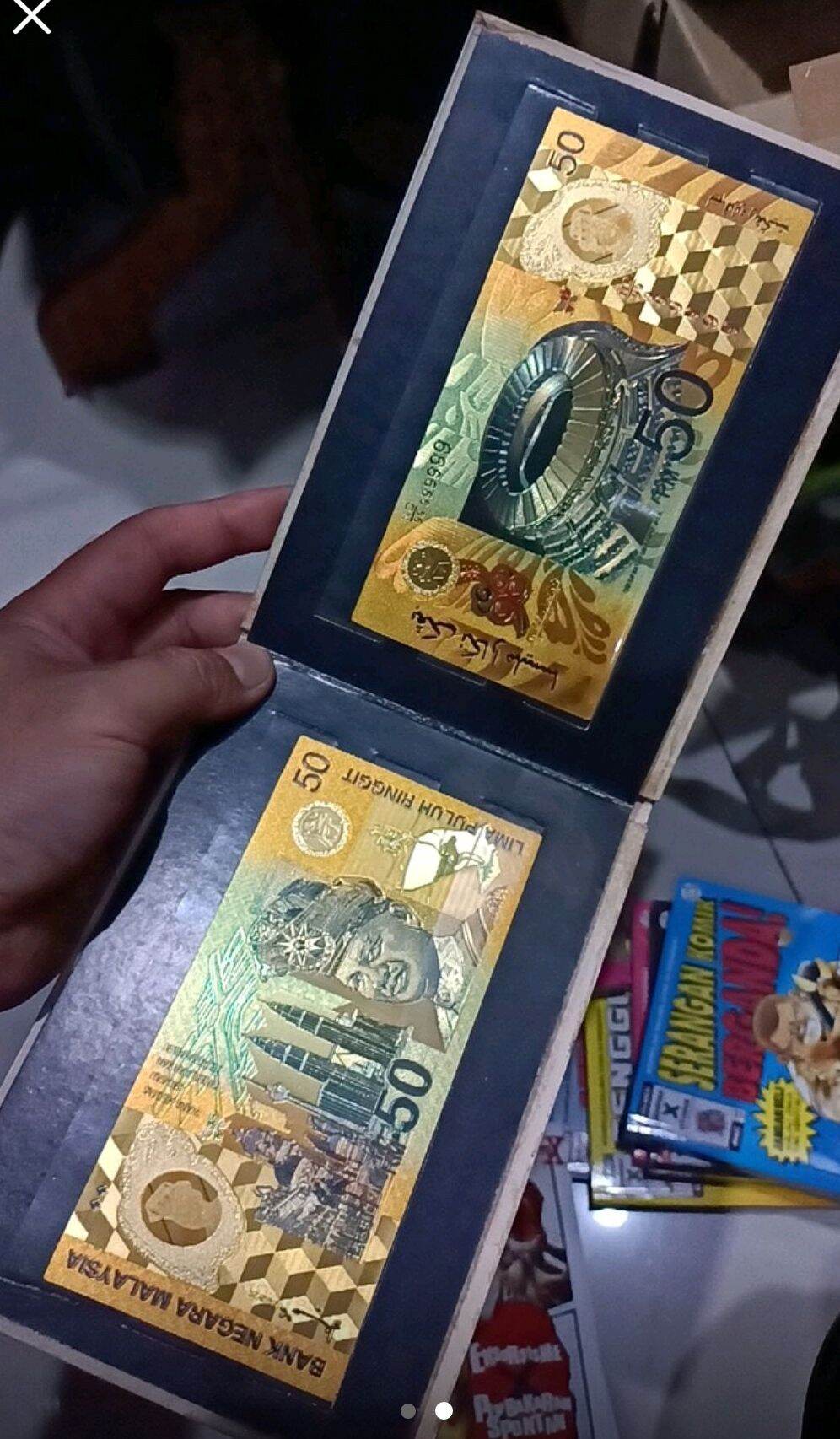 Gold foil Duit lama RM50 Ringgit SUKOM Comm Games Rare Old Banknote 50 ...
