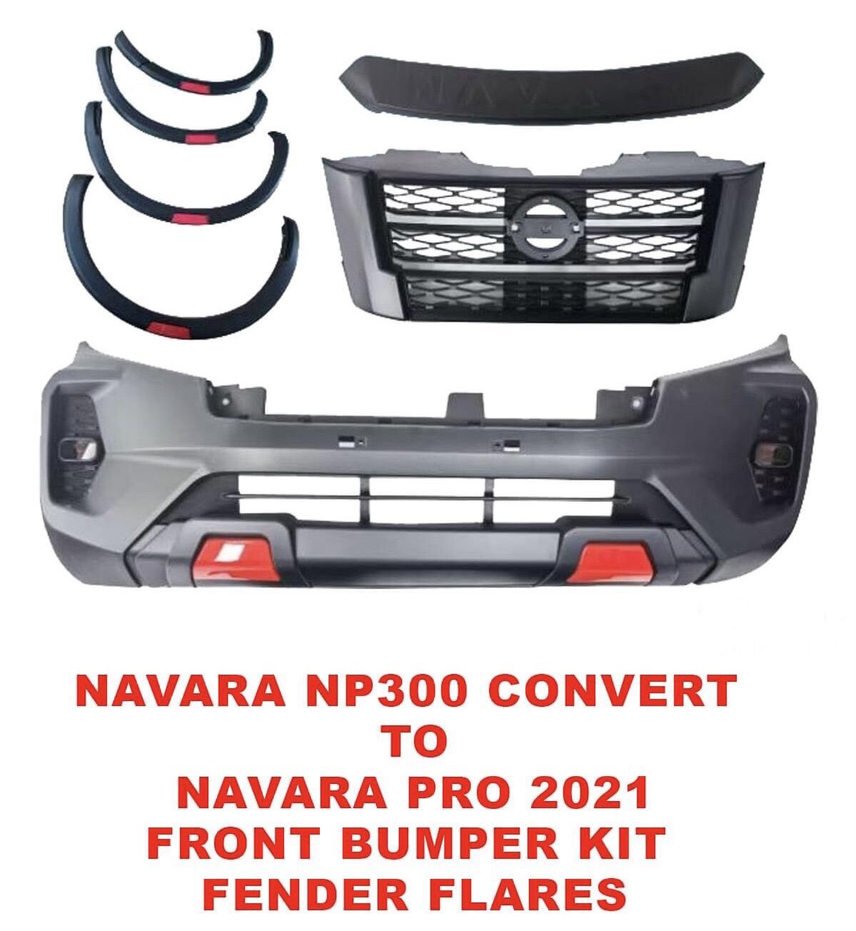 Nissan Navara np300 2016 - 2020 convert 2021 bodykit front bumper grill ...