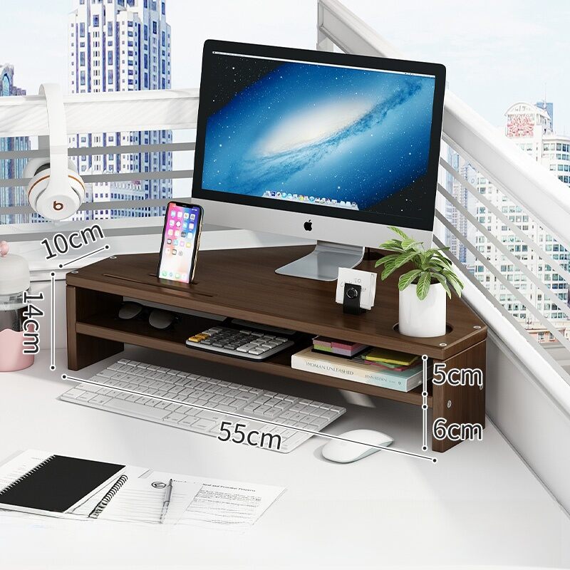 Computer Monitor Riser Stand Corner Office Desktop Storage Shelf ...