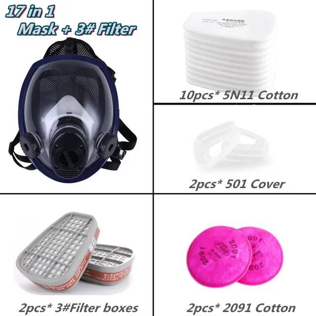 3 ports Multipurpose Full Gas mask spherical Super clear Fully sealed ...