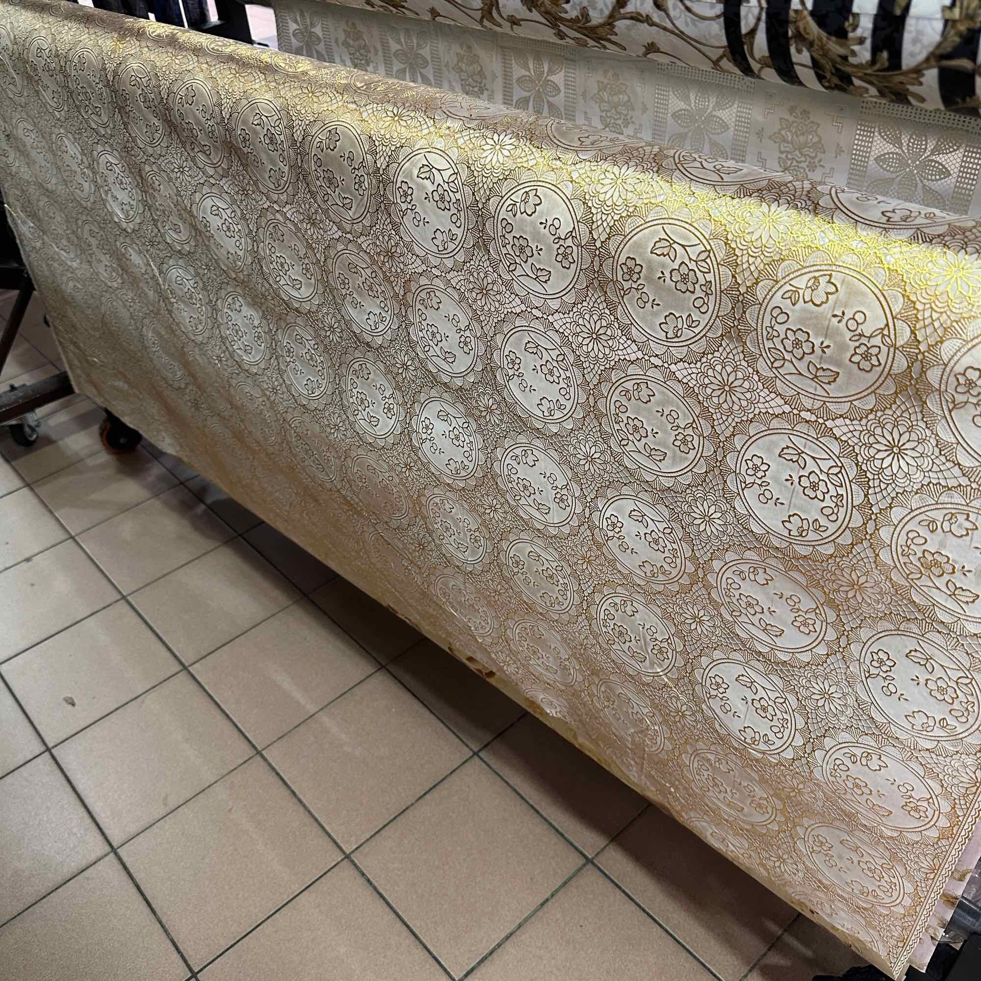 Raya Alas Meja Makan / Royal Metallic Gold Waterproof Tablecloth Lapik ...