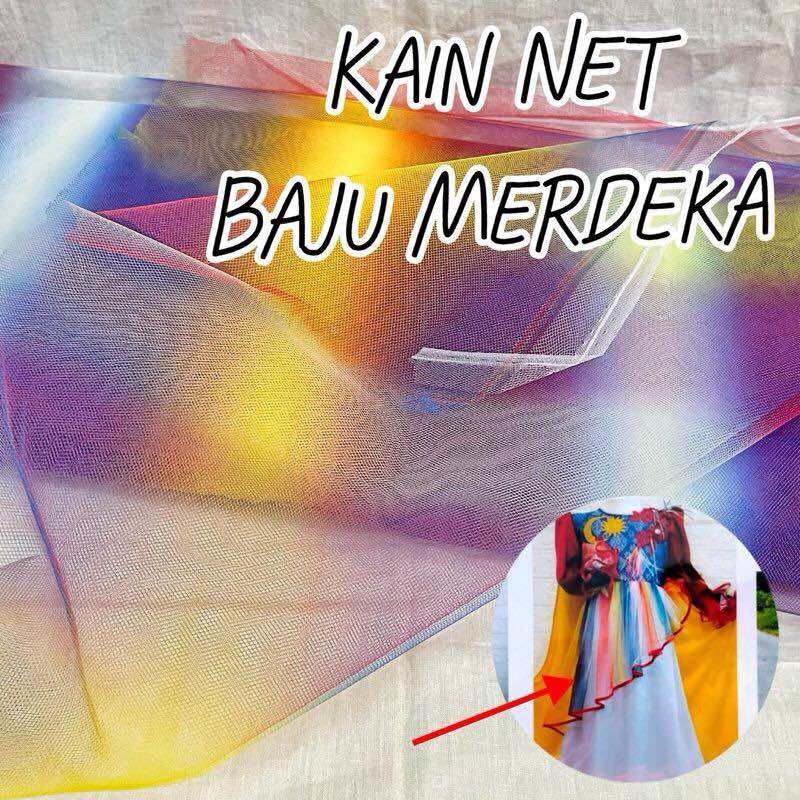 1Meter(Bidang 60”)Kain Net Baju Merdeka Jalur Gemilang Bendera Malaysia ...