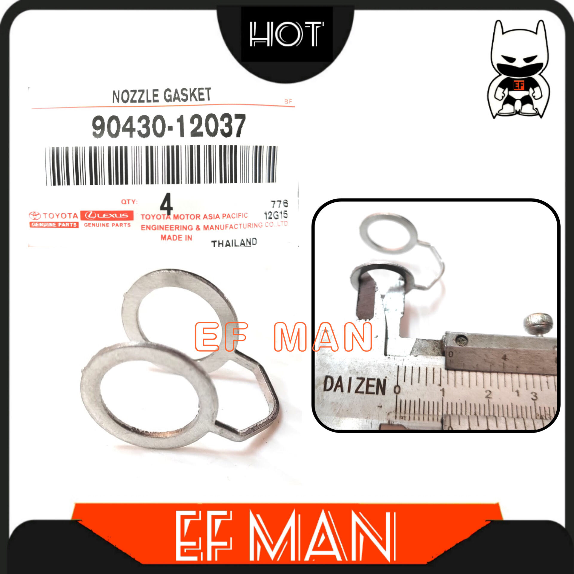 TOYOTA HILUX VIGO KUN25 KUN26 FUEL NAZZLE WASHER GASKET 90430-12037 ...