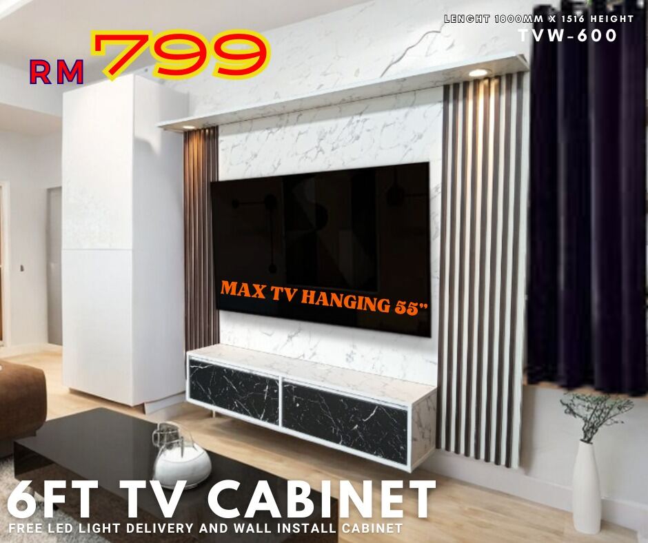 {Mr 99 Furniture}[FREE INSTALLATION]Modern Wall TV Hanging Cabinet With ...