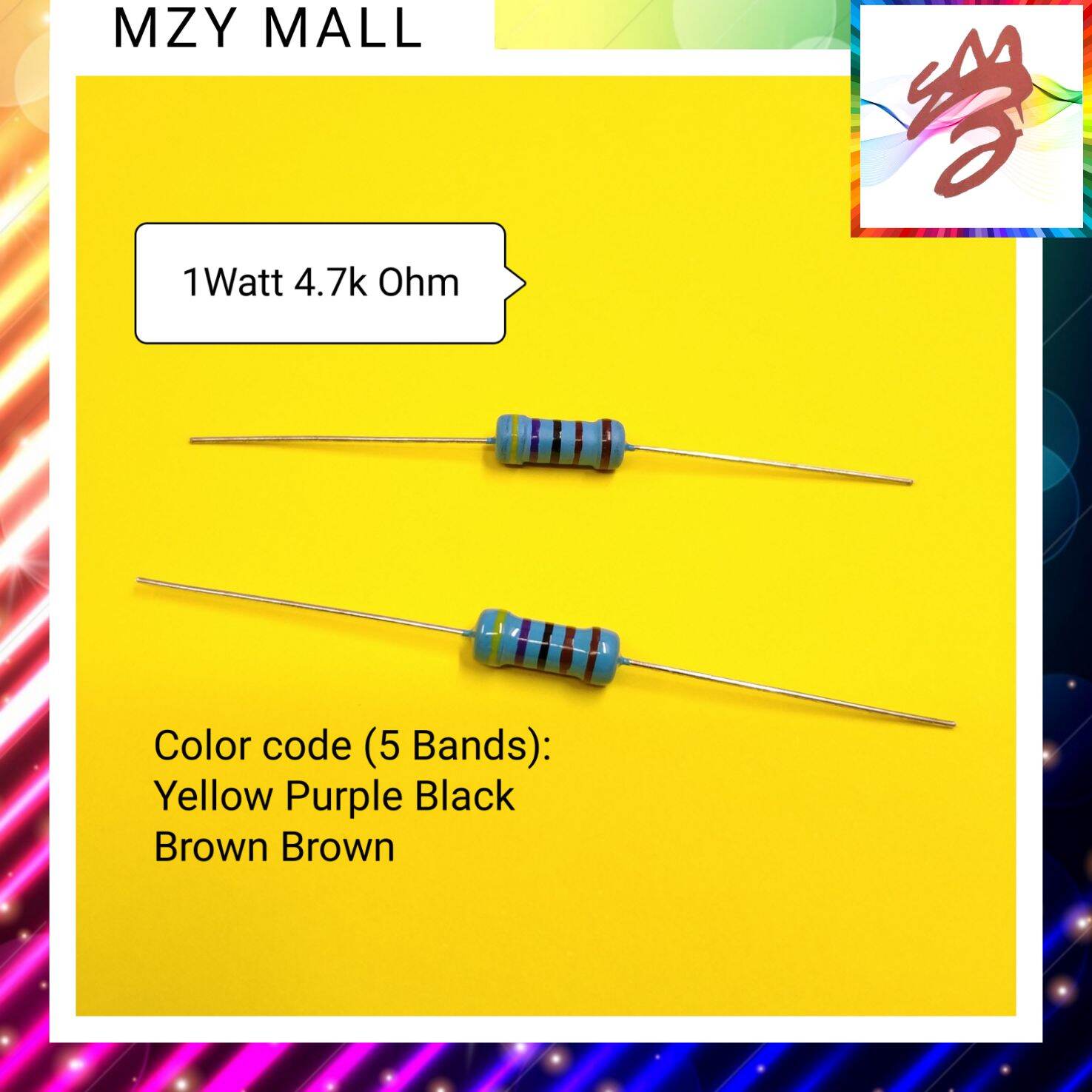 Spare Parts 5 Bands Resistor Electronic 1 Watt 4.7k Ohm/ Perintang ...