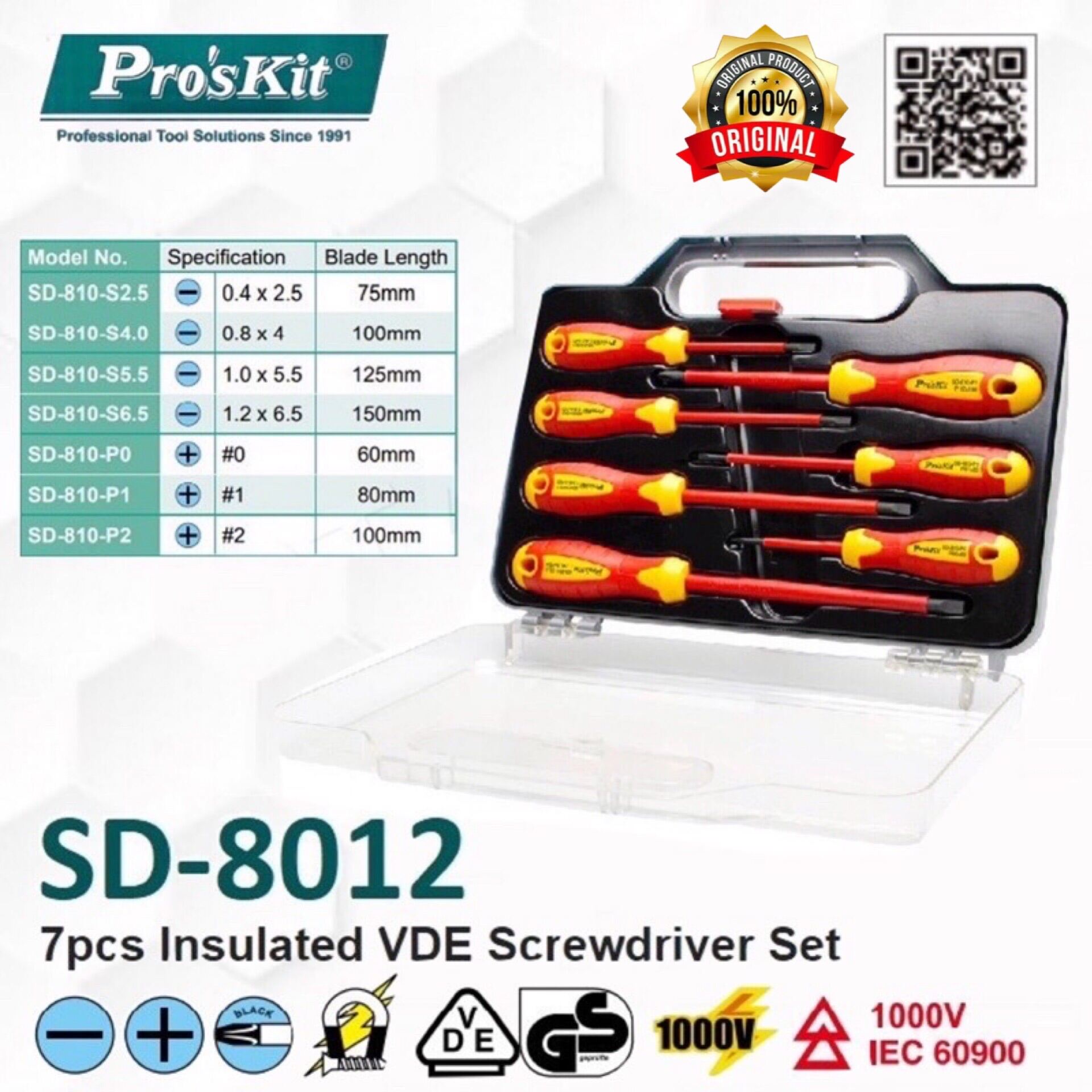 Pro'sKit Insulated Screwdriver Tools Set Original SD-8012 | Lazada