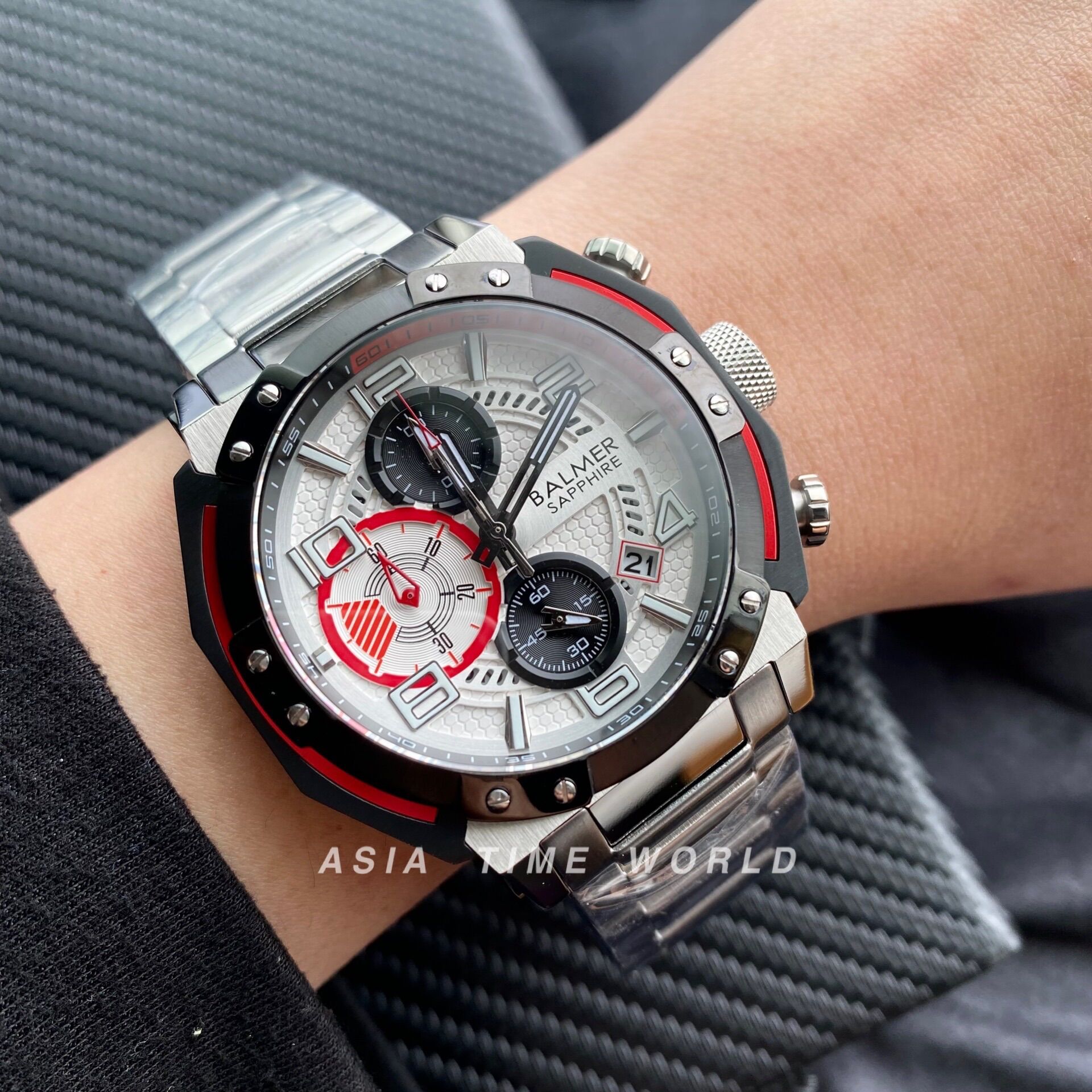 [Original] Balmer 8145G SS-1 Chronograph Sapphire Men's Watch with White Dial Silver Stainless ...