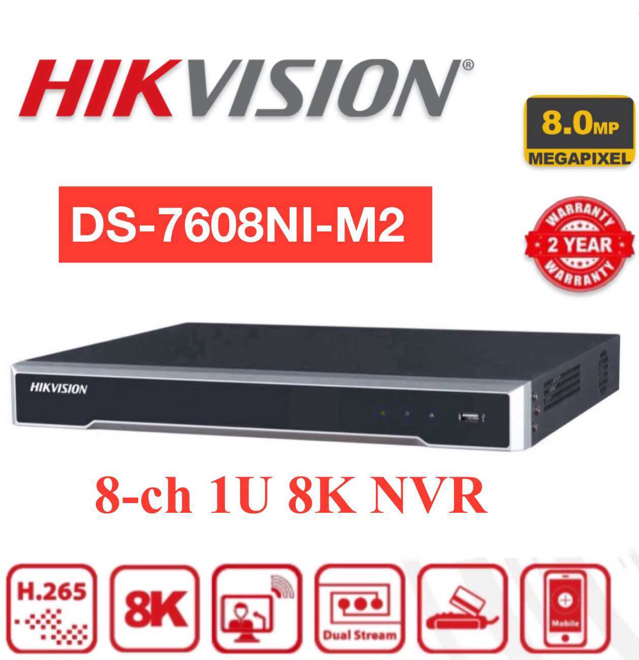 HIKVISION CCTV DS-7608NI-M2 8CH 1U 8K NVR. | Lazada