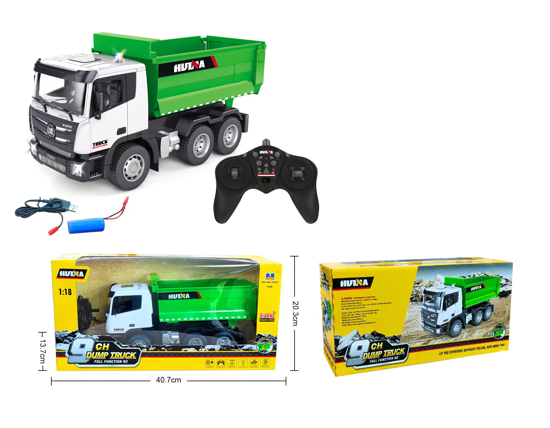 Huina 332 1:18 RC Tipper Truck Remote Control Simulation Engineering 2 ...