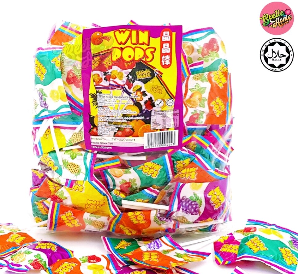 100pkt Win Pops Lollipop Fruity Flavour Childhood Memory Snack Zaman ...