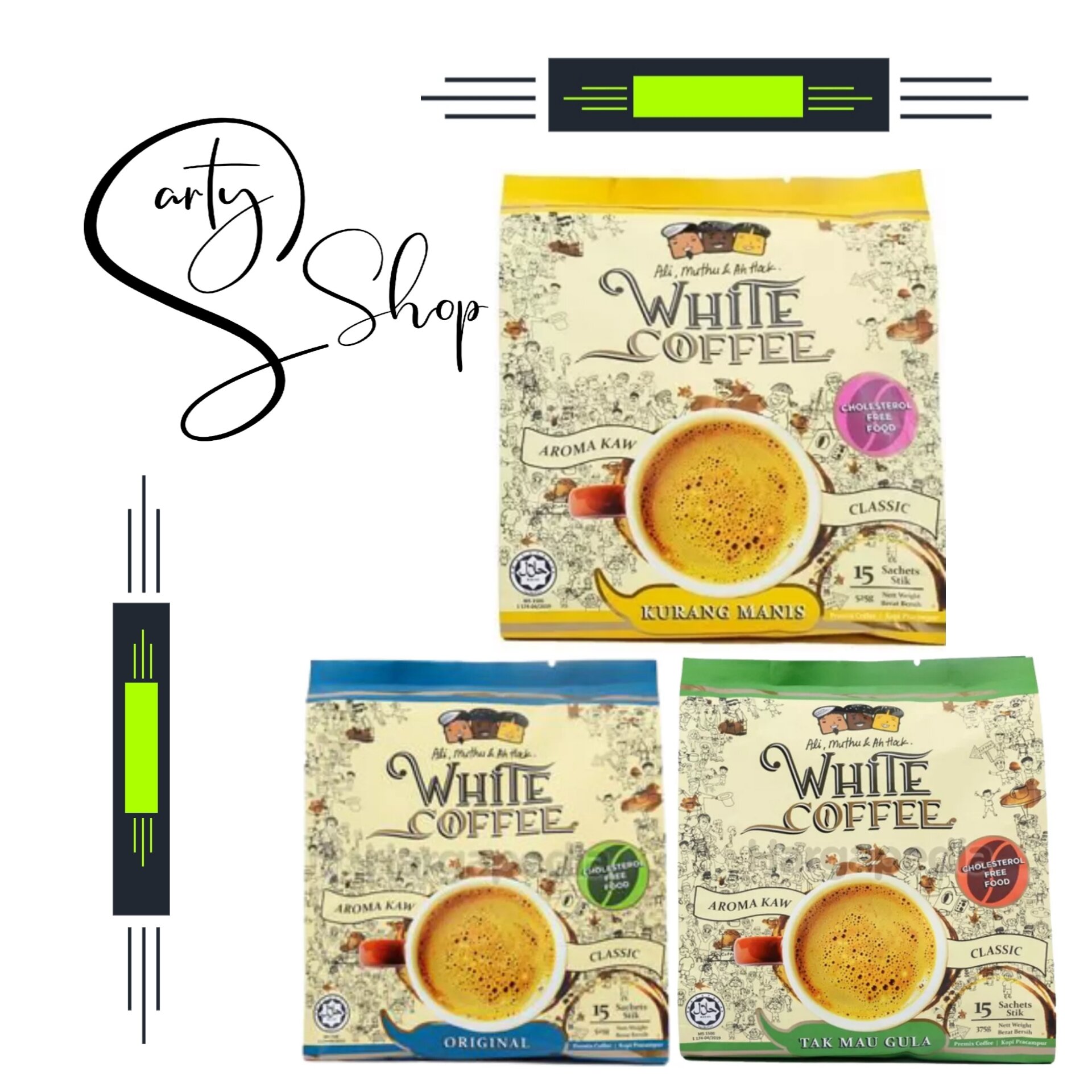 Ali Muthu & Ah Hock White Coffee Series Aroma Kaw Classic / 15 Sachets ...