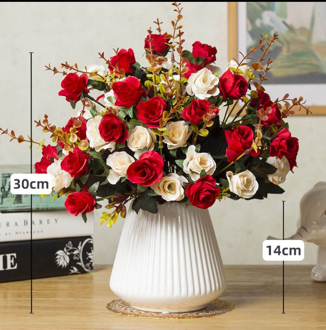 [PRE-ORDER] Siap Gubah 1 set Bunga Mawar Mewah dan Pasu Bunga Palsu ...