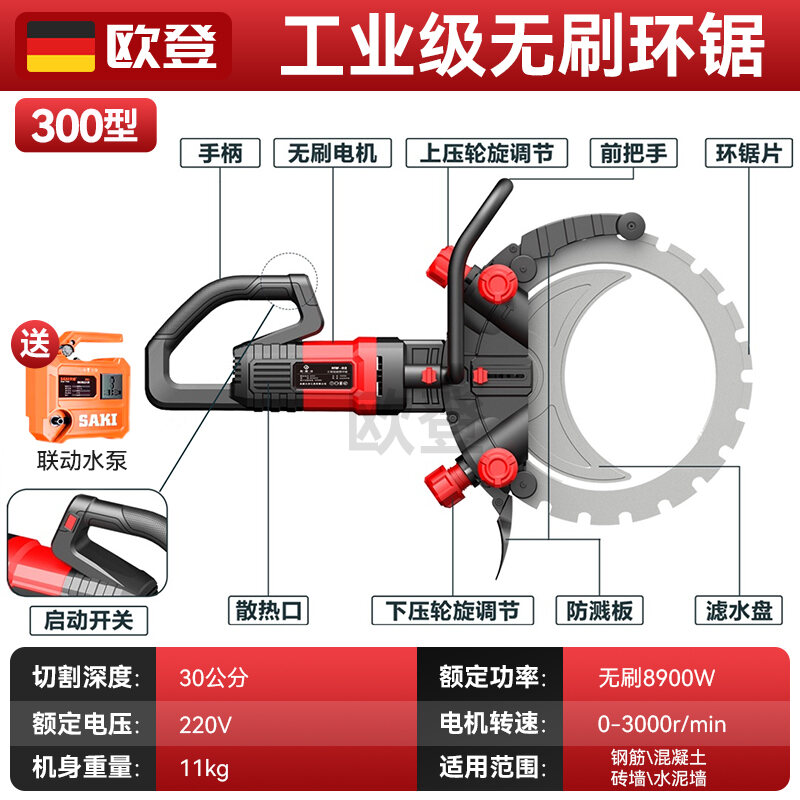High-Frequency Brushless Concrete Wall Cutter Large Power Reinforced ...