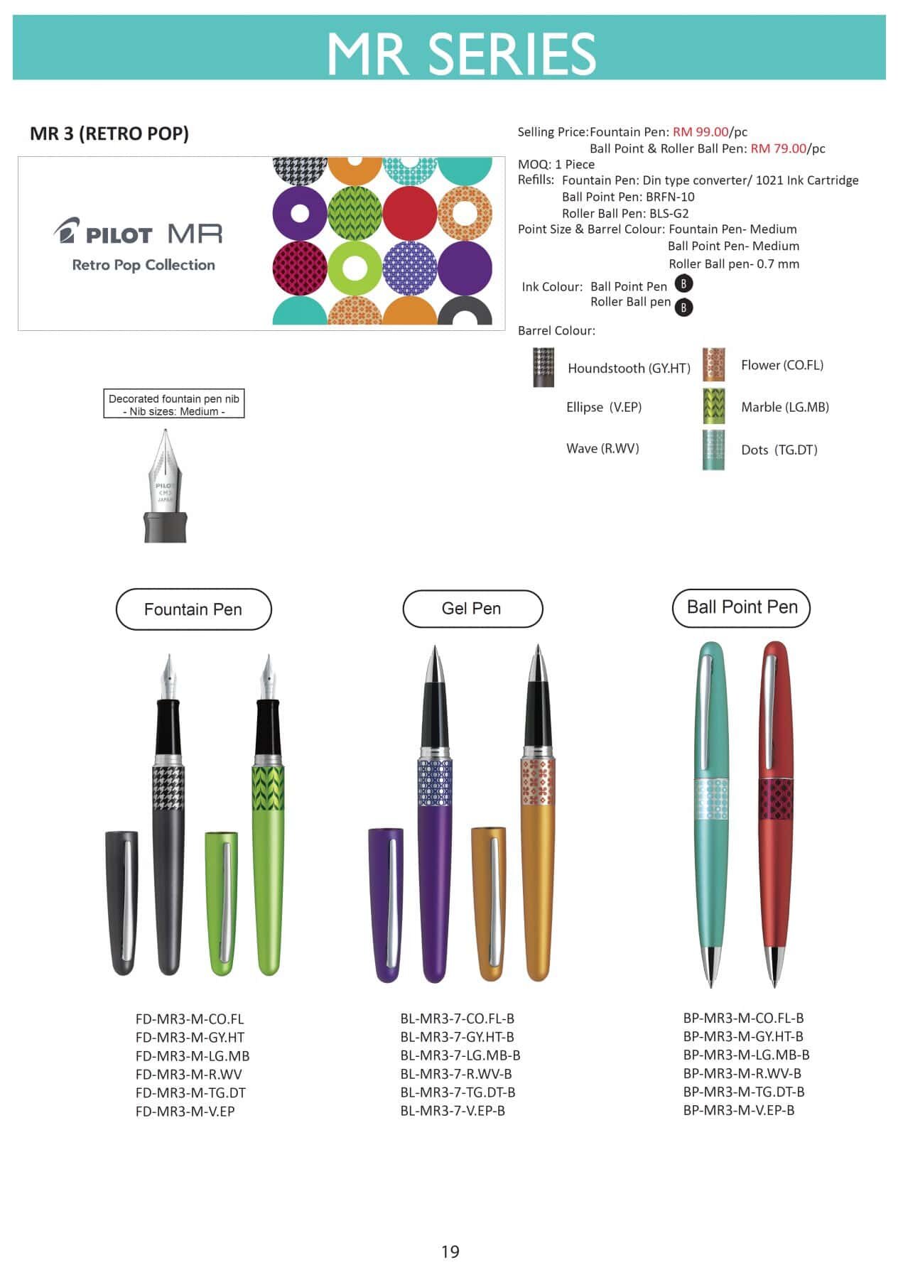 Pilot MR3 Metropolitan Retro Pop Ballpoint Pen / Roller Ball Pen ...