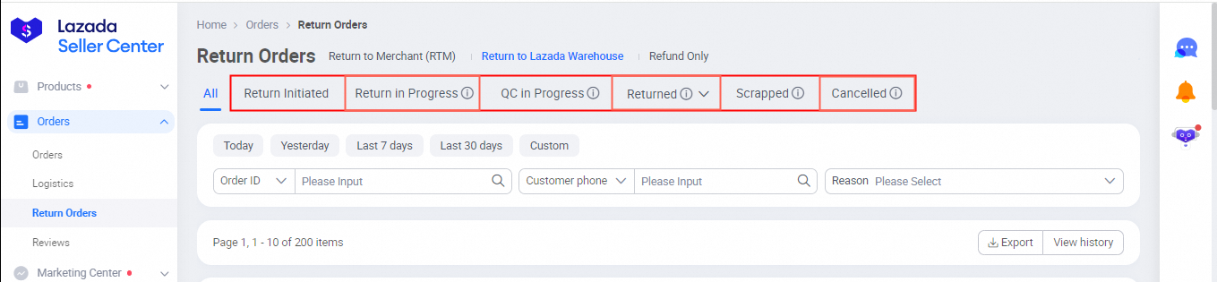 Support Center | Order Fullfillment & Return management | Lazada MY ...