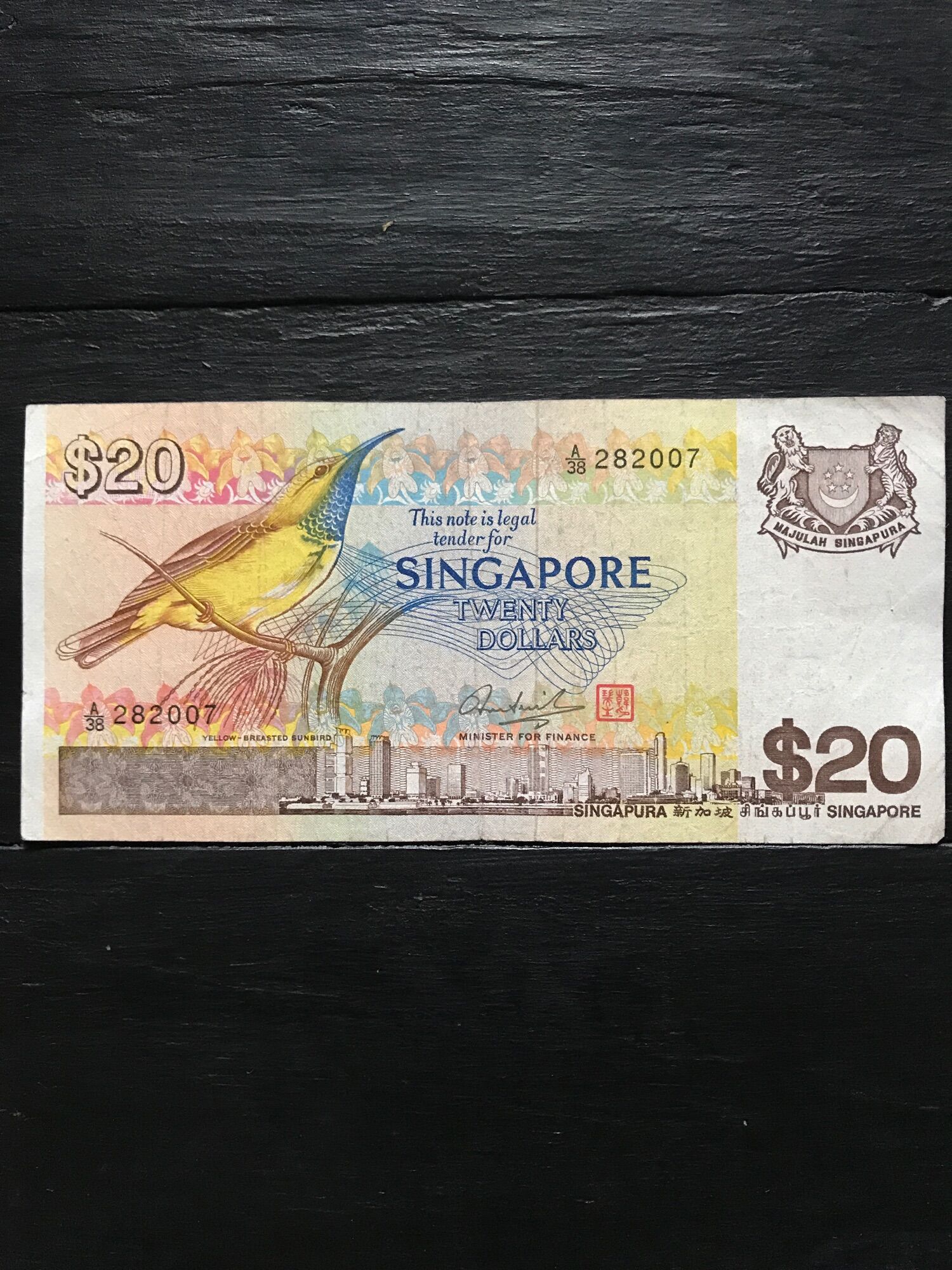 VANTAGE Singapore 2nd Series $20 Dollar Old Banknote 1976 (Bird Series ...