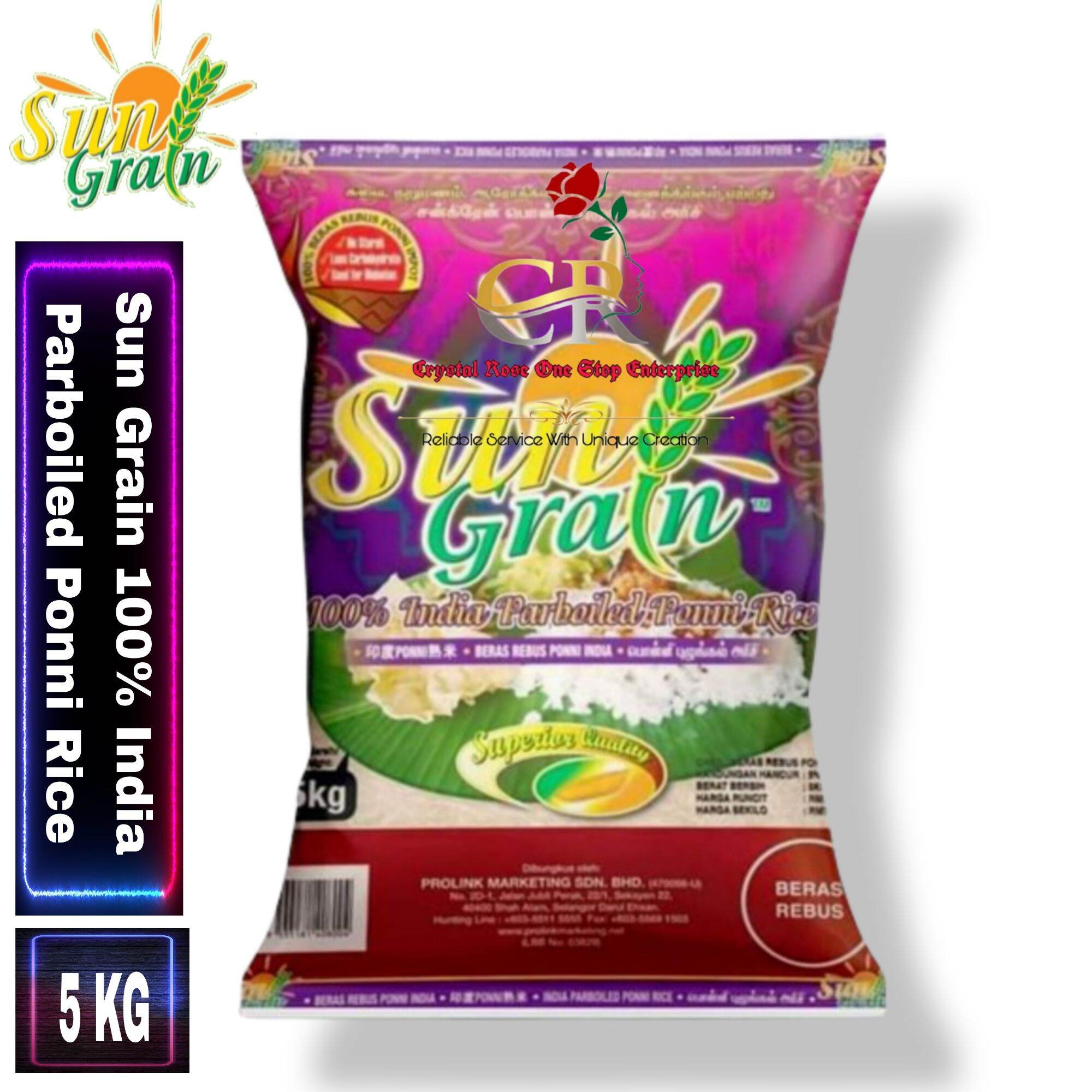 Sun Grain 100% India Parboiled Ponni Rice/Beras Rebus Ponni-5kg | Lazada
