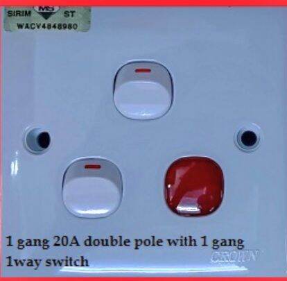 CROWN CA 20A Double Pole Switch with Neon light | Lazada